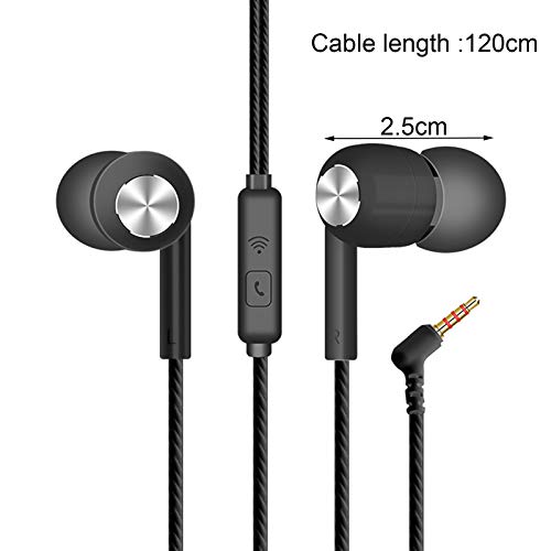 D-GROEE Earbuds Earphones, Wired Headphones in Ear, S32 Universal 3.5mm L-Shaped Plug Wired Earphone for Phone Black