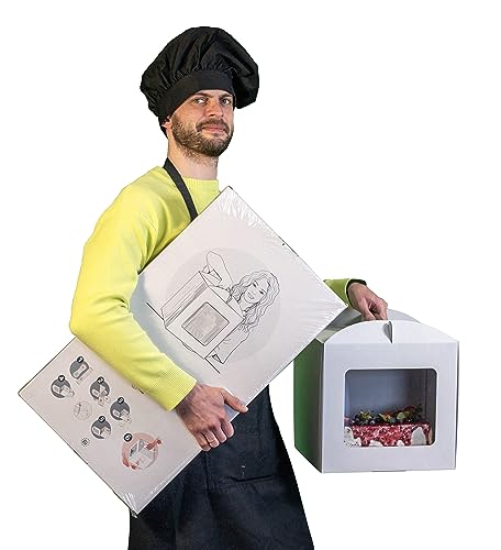 Box For Cake 10-Pack 8x8x8 inch White Cake Boxes with Window, European-Grade Sturdy Cardboard, Large Cake Carriers with Handle for Tiered Cakes, 10 PCS (White)