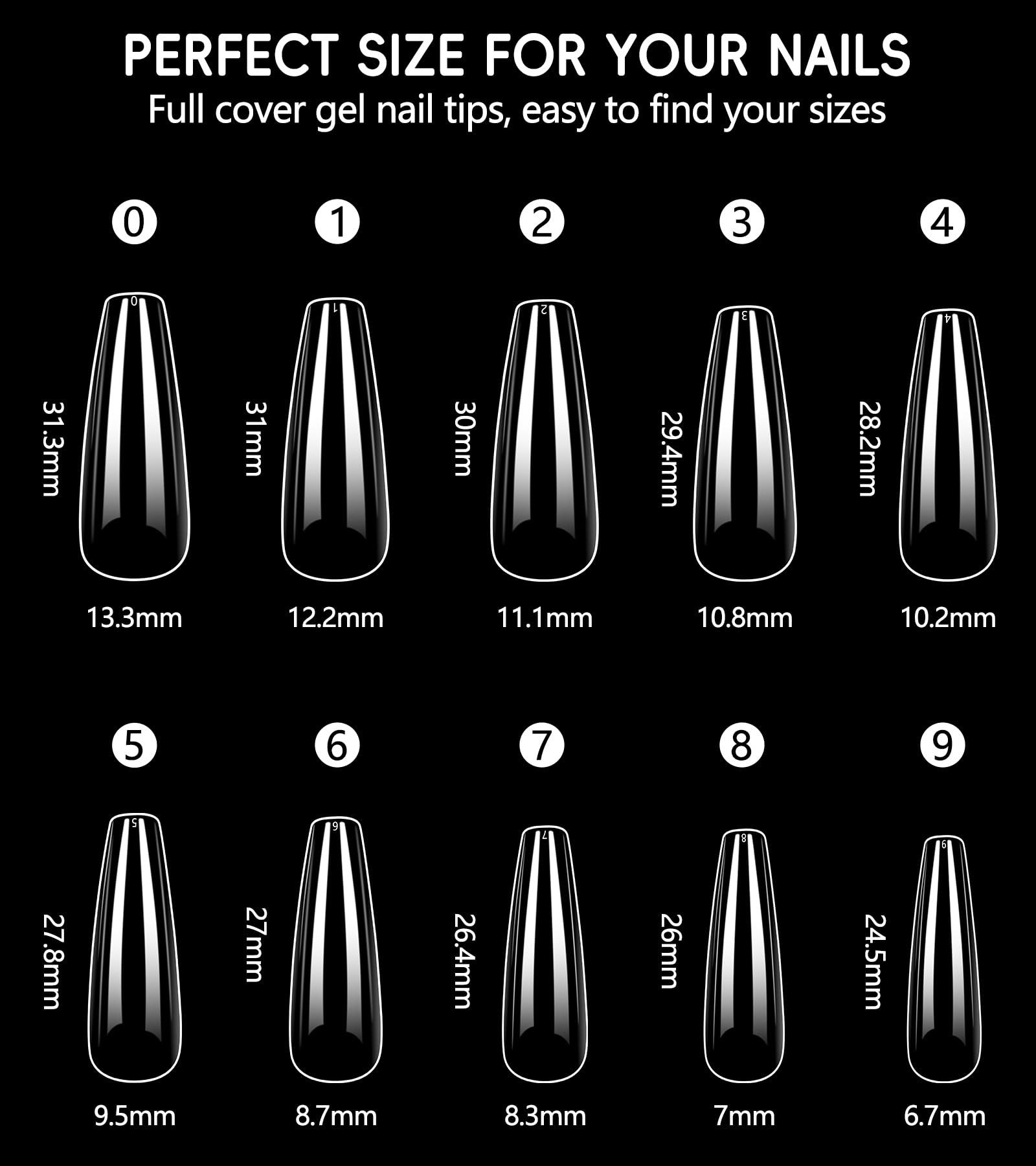 Yevyo 500 Pcs Clear Gel X Nail Tips Coffin Nail Tips False Nail Tips, Acrylic Fake Nail Soft Medium Coffin Shape Nail Extension Tips Extra Long Nail Tips Full Cover Nail Tips for Nail Arts DIY Home