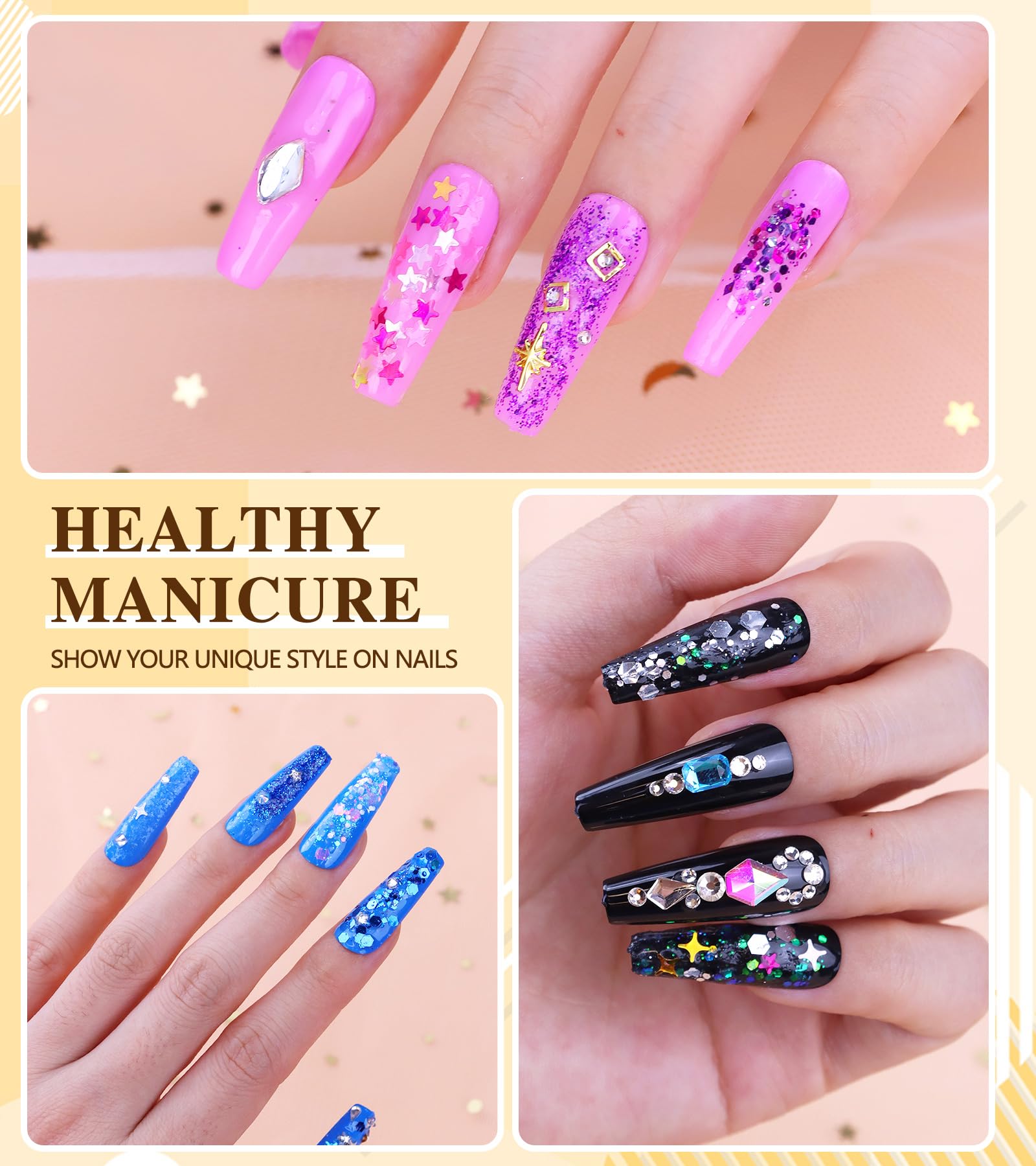 Yevyo 500 Pcs Clear Gel X Nail Tips Coffin Nail Tips False Nail Tips, Acrylic Fake Nail Soft Medium Coffin Shape Nail Extension Tips Extra Long Nail Tips Full Cover Nail Tips for Nail Arts DIY Home