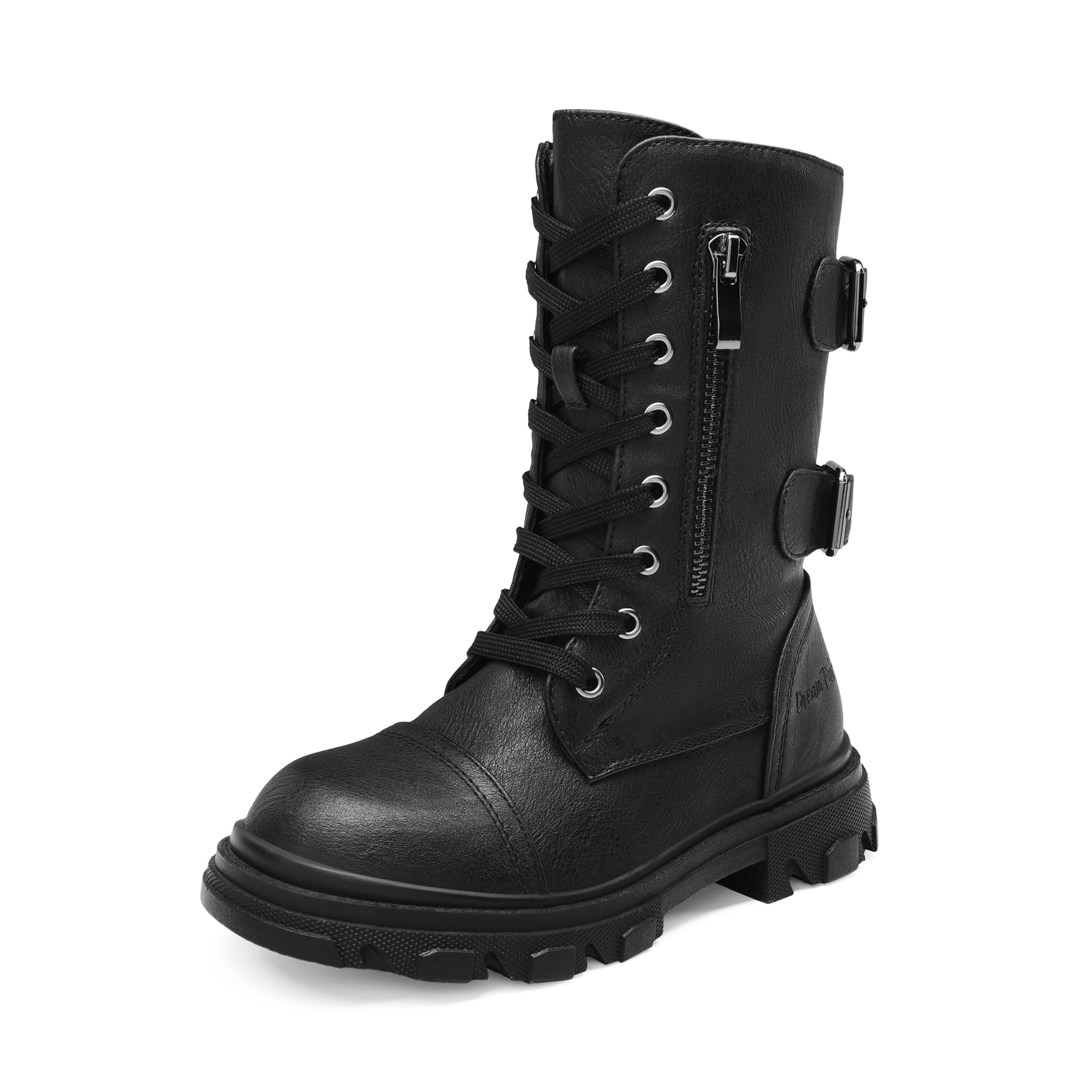 DREAM PAIRS Girls Combat Boots Side Zipper Ankle Booties SDBO2306K Size 6 Big Kid Black