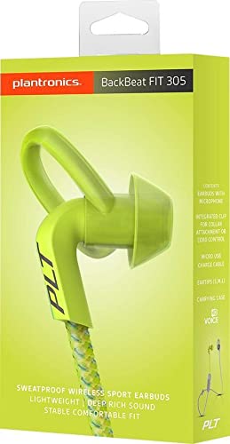 Plantronics BackBeat FIT 300 Sweatproof Sport Earbuds, Wireless Headphones, Grey/Lime