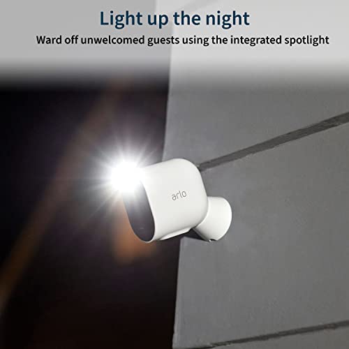 Arlo Pro 4 Spotlight Camera - 1 Pack - Wireless Security, 2K Video & HDR, Color Night Vision, 2 Way Audio, Wire-Free, Direct to WiFi No Hub Needed, White - VMC4050P