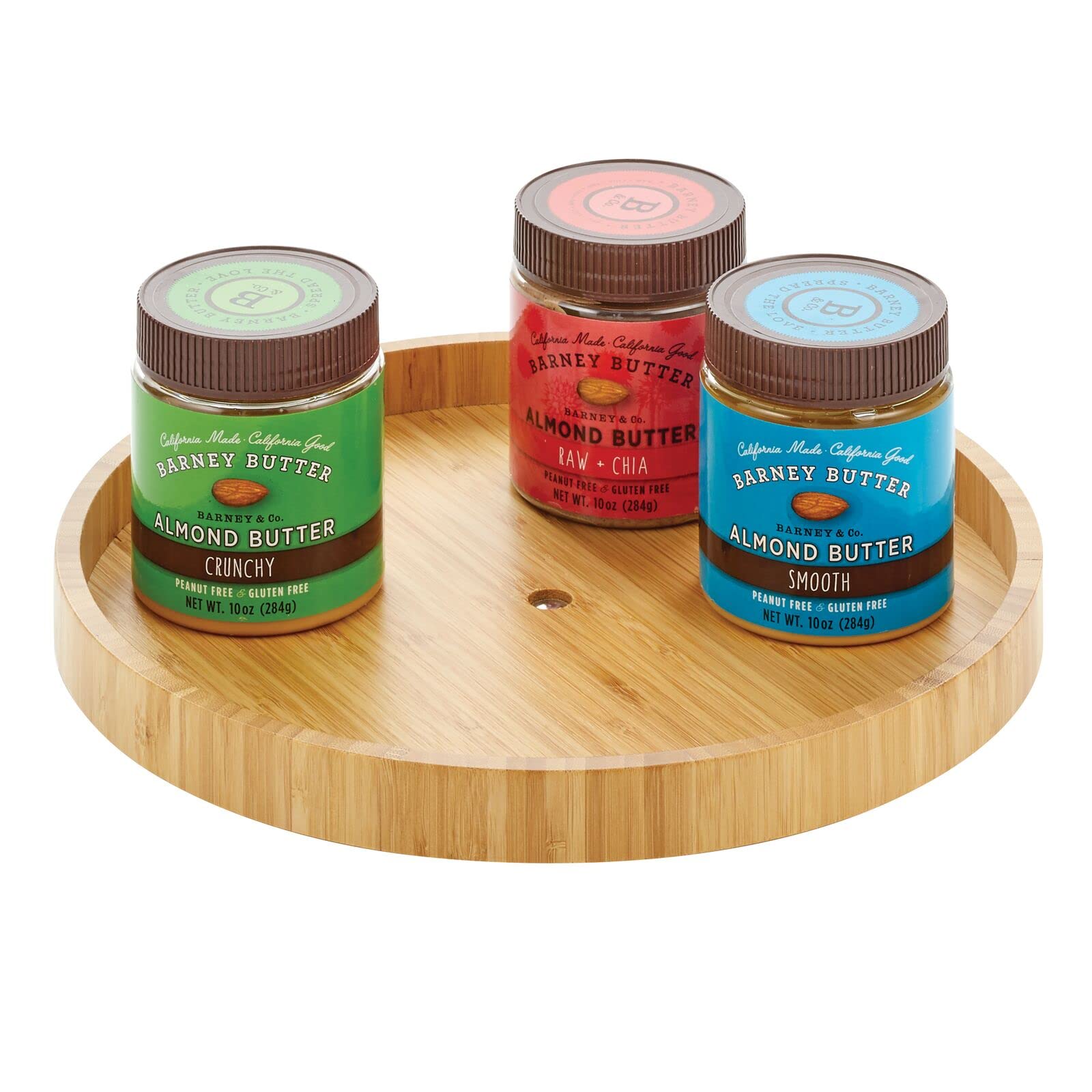 mDesign Bamboo Wood Lazy Susan Turntable Food Storage Container for Cabinets, Pantry, Refrigerator, Countertop, Spinning Organizer for Spices, Condiments - 11.5" Round - Echo Collection - Natural