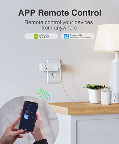 Smart Plug Outlet Extender, WiFi Surge Protector Power Strip+Mini Wi-Fi Plugs Compatible with Alexa and Google Home