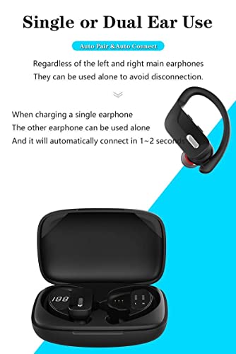 Wireless Earbuds Bluetooth Headphones Earphones in Ear with Microphone LED Display for Sports Running Workout Black
