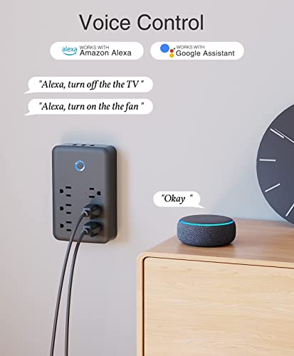 Smart Plug Outlet Extender, WiFi Surge Protector Power Strip+Mini Wi-Fi Plugs Compatible with Alexa and Google Home