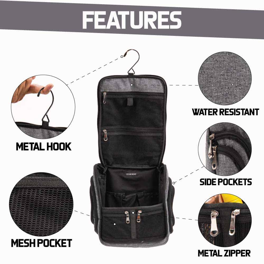 fjackets Toiletry Bag Grey Travel Containers For Toiletries With Cruise Ship Essentials - Road Trip Essentials -Airplane Travel Essentials, Travel Accessories - Bathroom & Shower Organizer