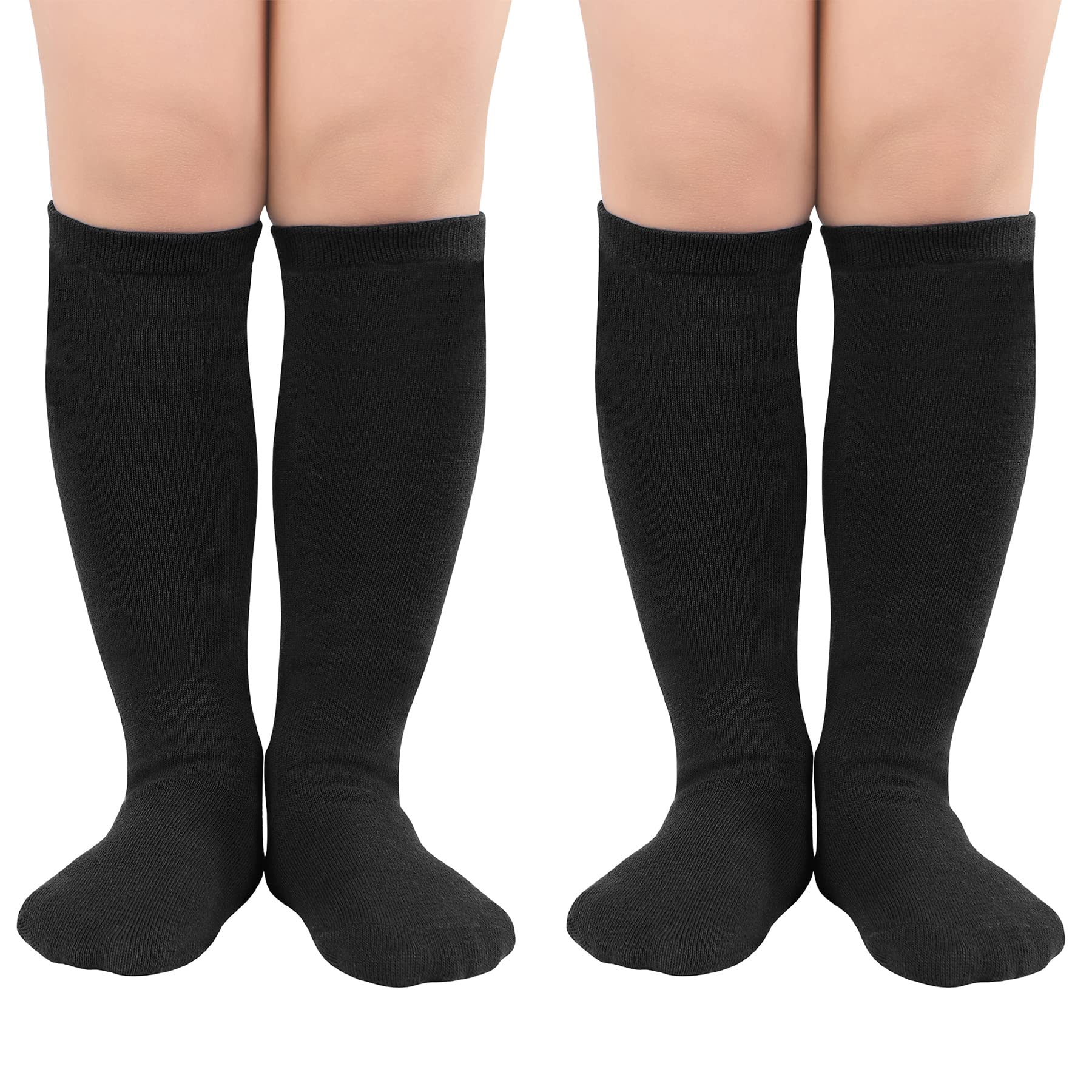 Zando Youth Soccer Socks Cotton Girls Knee High Socks Halloween Socks kids Soccer Socks 6-8 Years Black Long Socks for Girls Kids Three Striped Socks 6-9 Years…