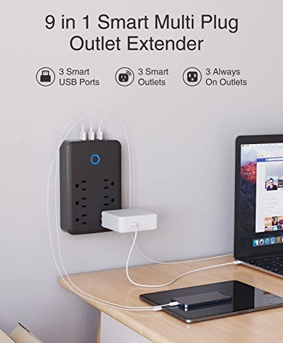 Smart Plug Outlet Extender, WiFi Surge Protector Power Strip+Mini Wi-Fi Plugs Compatible with Alexa and Google Home