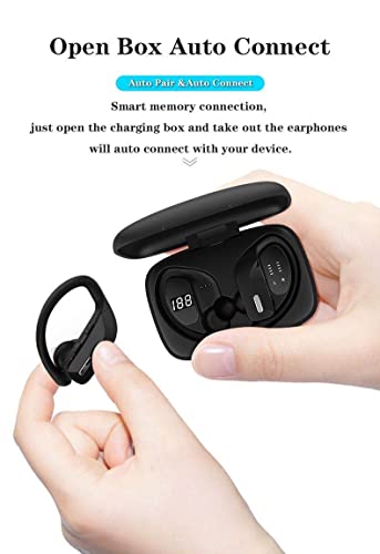 Wireless Earbuds Bluetooth Headphones Earphones in Ear with Microphone LED Display for Sports Running Workout Black