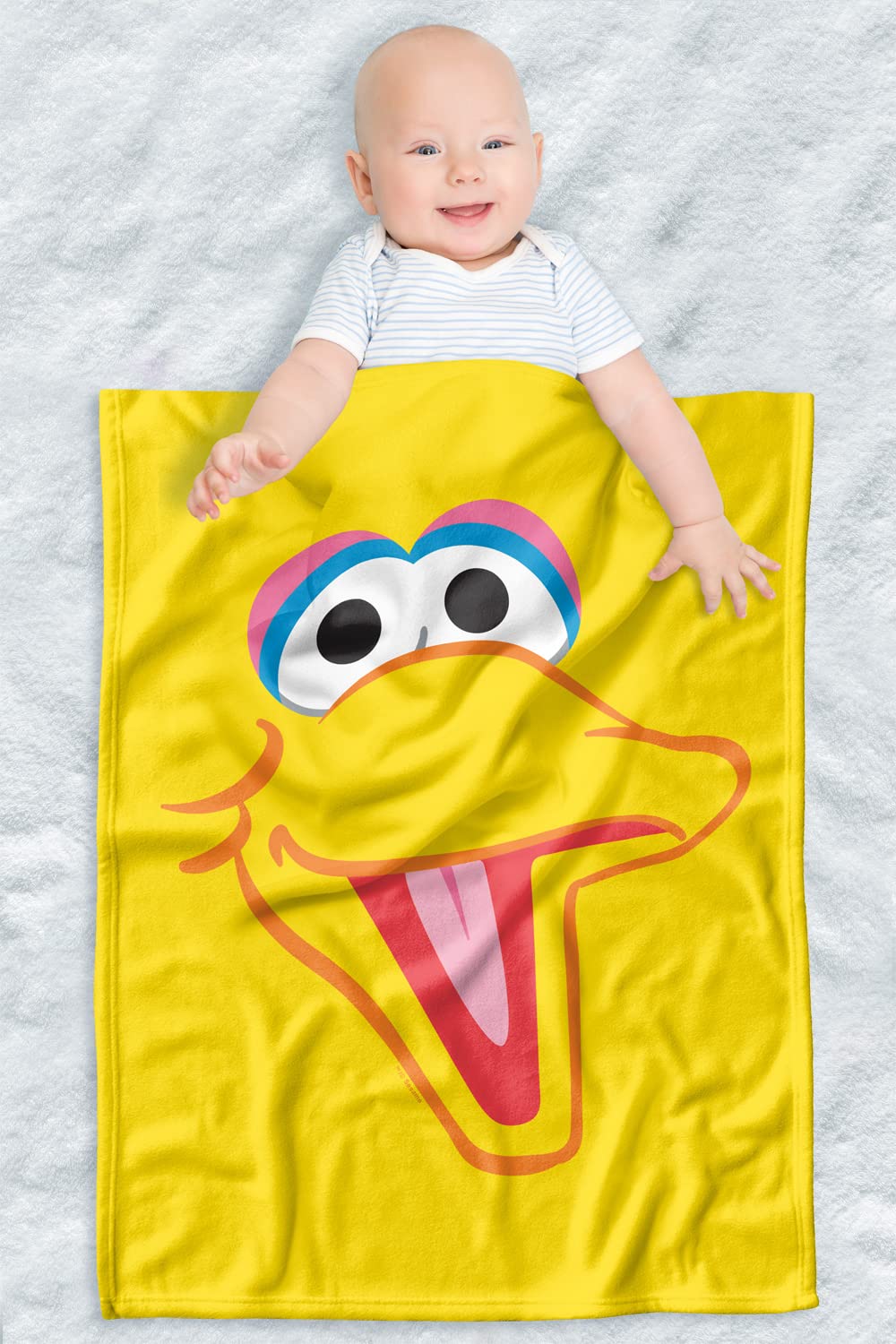 LOGOVISION Sesame Street Lightweight Baby Blanket, 30"X40", Big Bird Head Unisex for Infants Girls & Boys