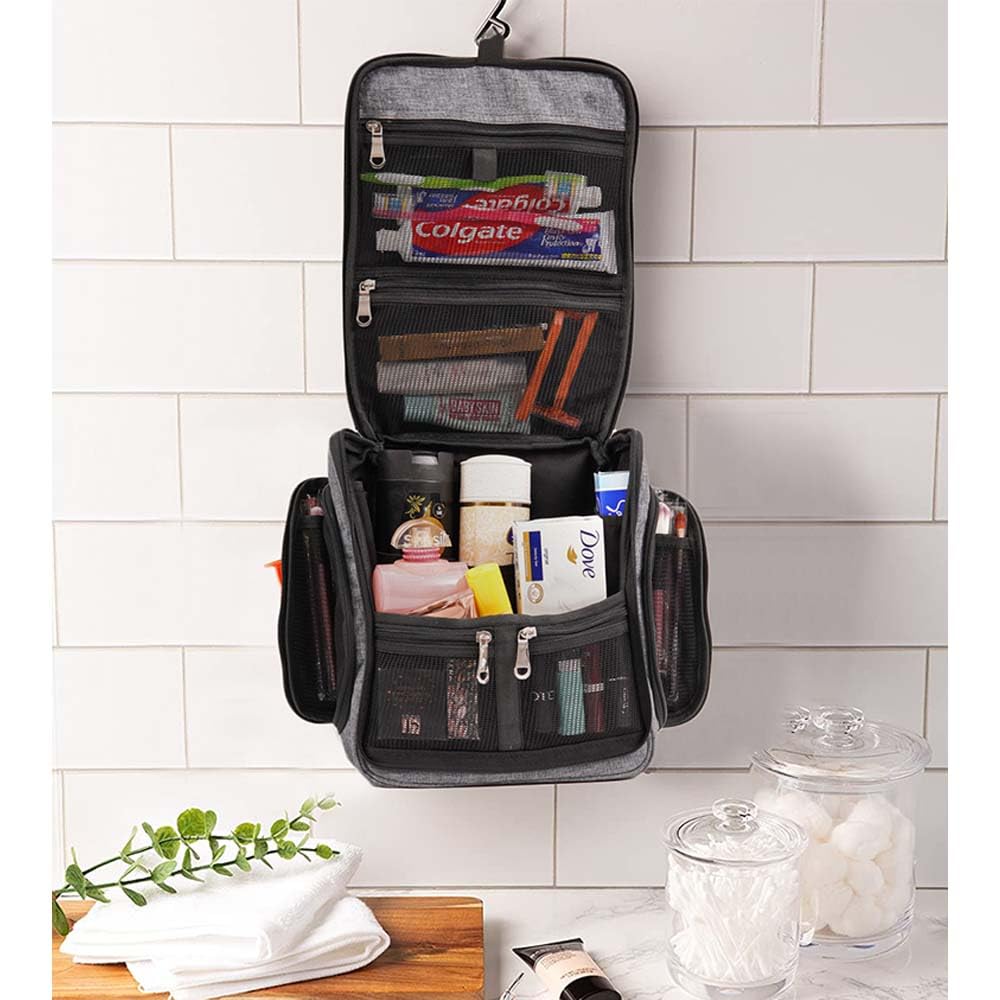 fjackets Toiletry Bag Grey Travel Containers For Toiletries With Cruise Ship Essentials - Road Trip Essentials -Airplane Travel Essentials, Travel Accessories - Bathroom & Shower Organizer