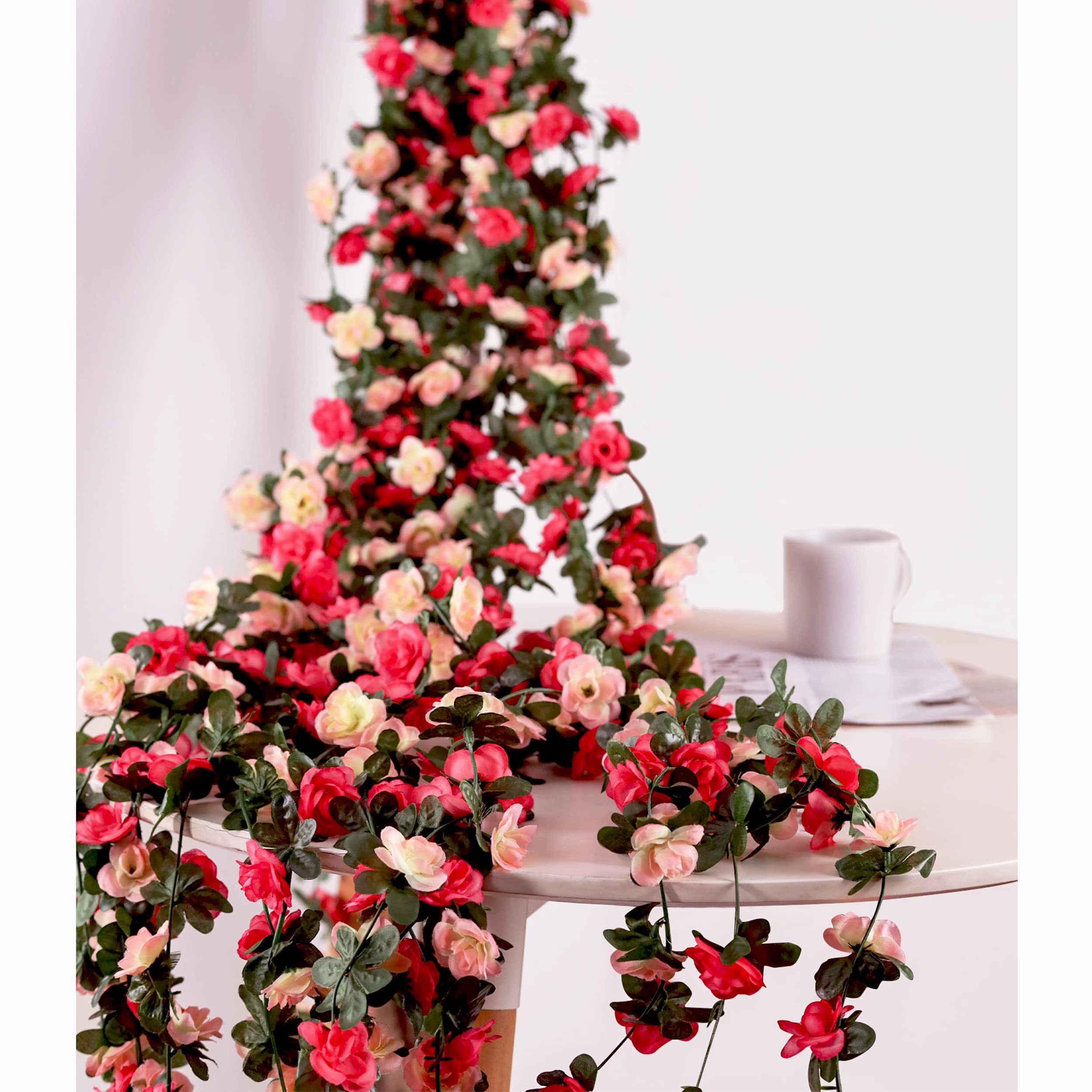 Miracliy 16 Pack 131 FT Flower Garland Decorations Plastic Artificial Flowers for Wedding Decoration Photo Booth Backdrop