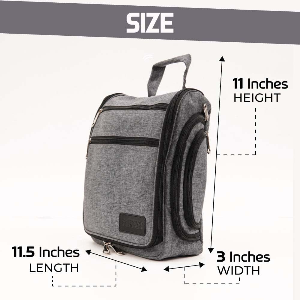 fjackets Toiletry Bag Grey Travel Containers For Toiletries With Cruise Ship Essentials - Road Trip Essentials -Airplane Travel Essentials, Travel Accessories - Bathroom & Shower Organizer