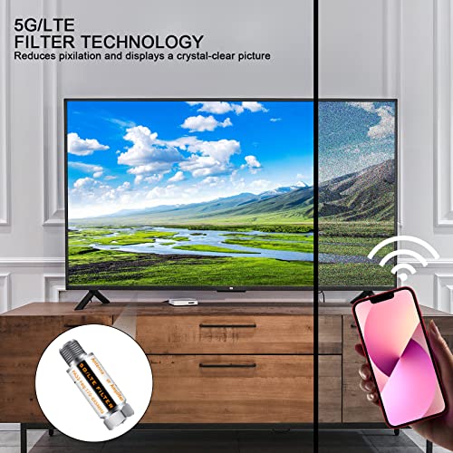 2Pcs 5G/LTE Filter Improves Antenna Amplifier Signals - 5G/LTE Filter for TV Antenna Signal Purifier,4G/5G Filter Reduce Interference from Cell Phones Towers(Pass Freq 170-695MHz )