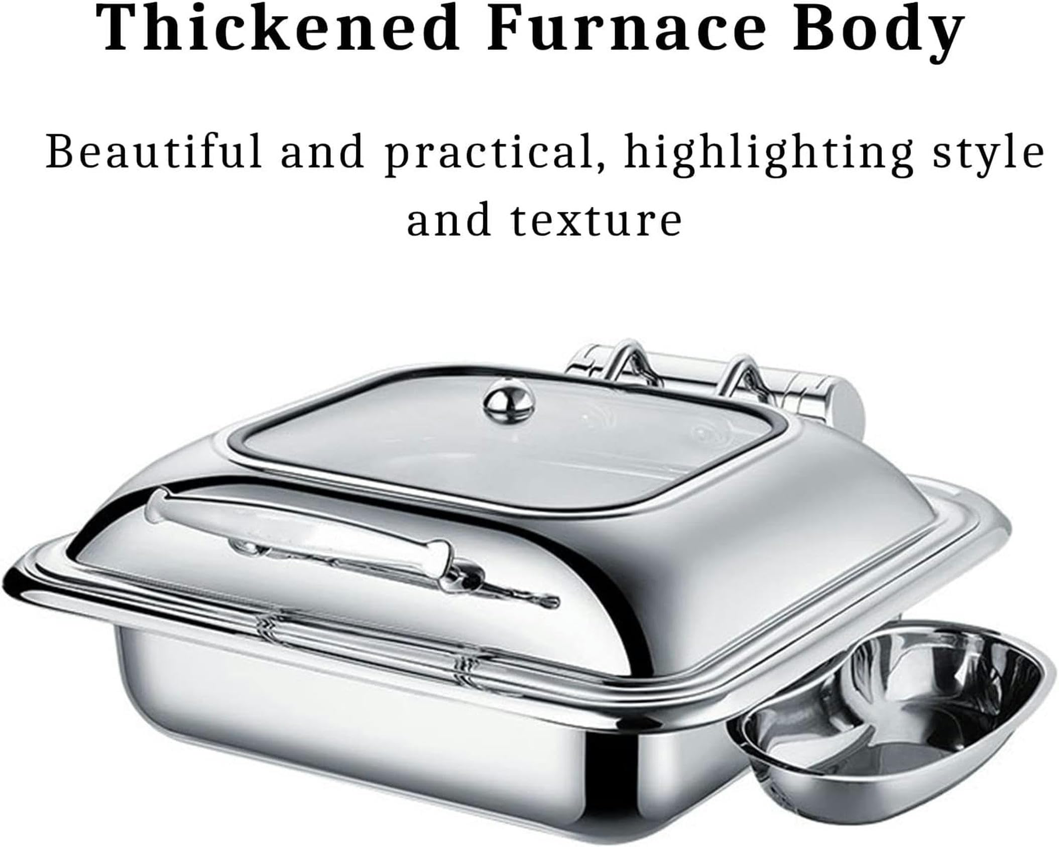 FLTRGO 6 L Chafing Dish Set, Stainless Steel Buffet Server Warming Tray with Water Pan & Fuel Holders, for Restaurant Catering Parties Weddings Picnics Food Warmer