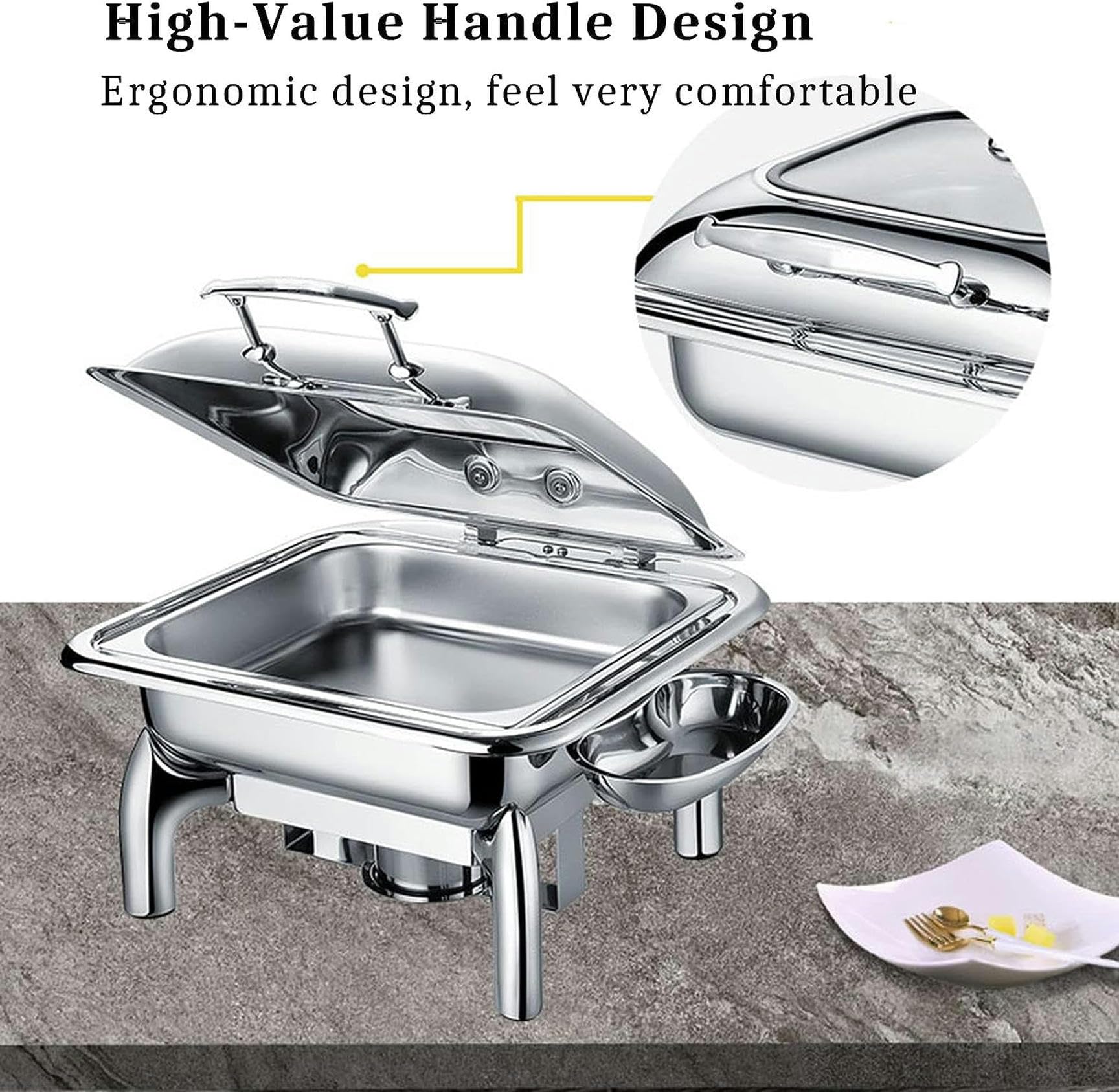 FLTRGO 6 L Chafing Dish Set, Stainless Steel Buffet Server Warming Tray with Water Pan & Fuel Holders, for Restaurant Catering Parties Weddings Picnics Food Warmer