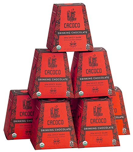 70% Spicy Dark Drinking Chocolate - Certified Organic Hot Cacao / Fair Trade Cocoa - by CACOCO (7.05 ounces) …