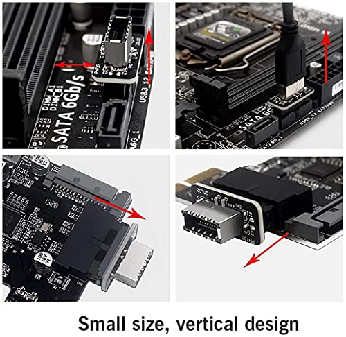 USB Front Panel Adapter,XCZZYB Vertical USB 3.1 Front Panel Socket Key-A Type-E to USB 3.0 20Pin Header Adapter