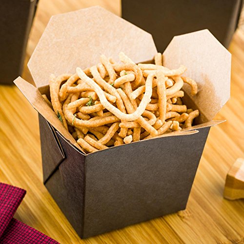 Restaurantware-8 Ounce Noodle Take Out Boxes, 25 Disposable Food To Go Boxes - Tab-Lock, Stackable, Black Paper Take Home Boxes, Greaseproof, For Restaurants, Catering, And Parties