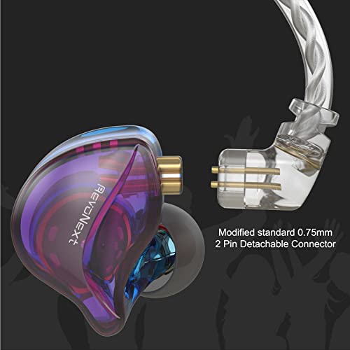 RevoNext Earbuds Wired in-Ear Headphones HiFi Stereo Earbuds with Microphone RH-212 IEM Earphone with Detachable Cable for Musicians Drummers Singers Earbuds(Purple)
