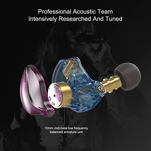 RevoNext Earbuds Wired in-Ear Headphones HiFi Stereo Earbuds with Microphone RH-212 IEM Earphone with Detachable Cable for Musicians Drummers Singers Earbuds(Purple)