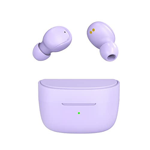 Hiteblaz Wireless Earbuds Bluetooth Headphones with Mic, Lightweight Small Buds, Premium Sound Quality, Mini Case Waterproof Earphones for Commute, Sport(Purple)