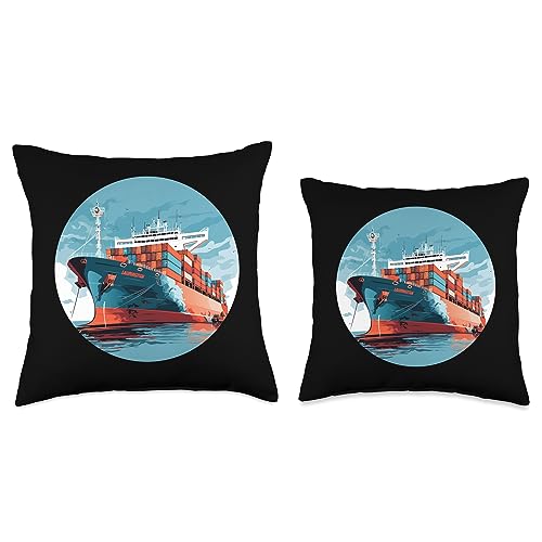 Cool Ship Building Big Transport Cargo Container Ships Lovers Throw Pillow, 18x18, Multicolor