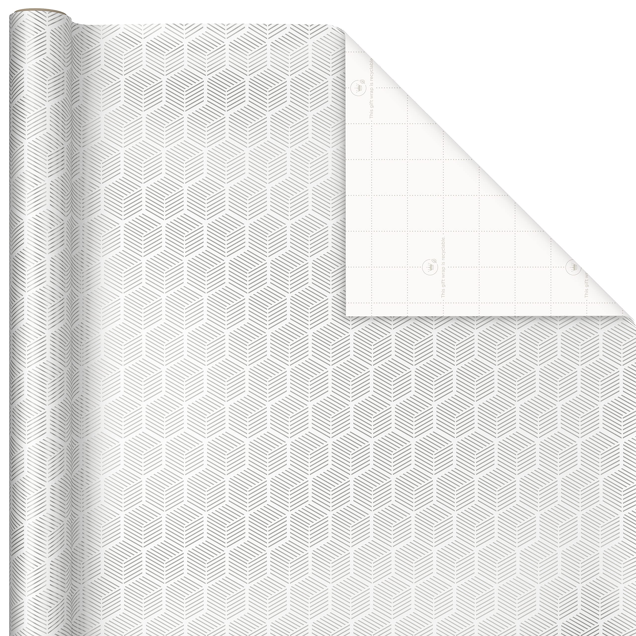 Hallmark Blue and Silver Wrapping Paper Set (3 Rolls: 90 Sq. Ft. Ttl, 10 Bows, Ribbon, Gift Tag Stickers) for Birthdays, Hanukkah, Father's Day, Graduations, Weddings