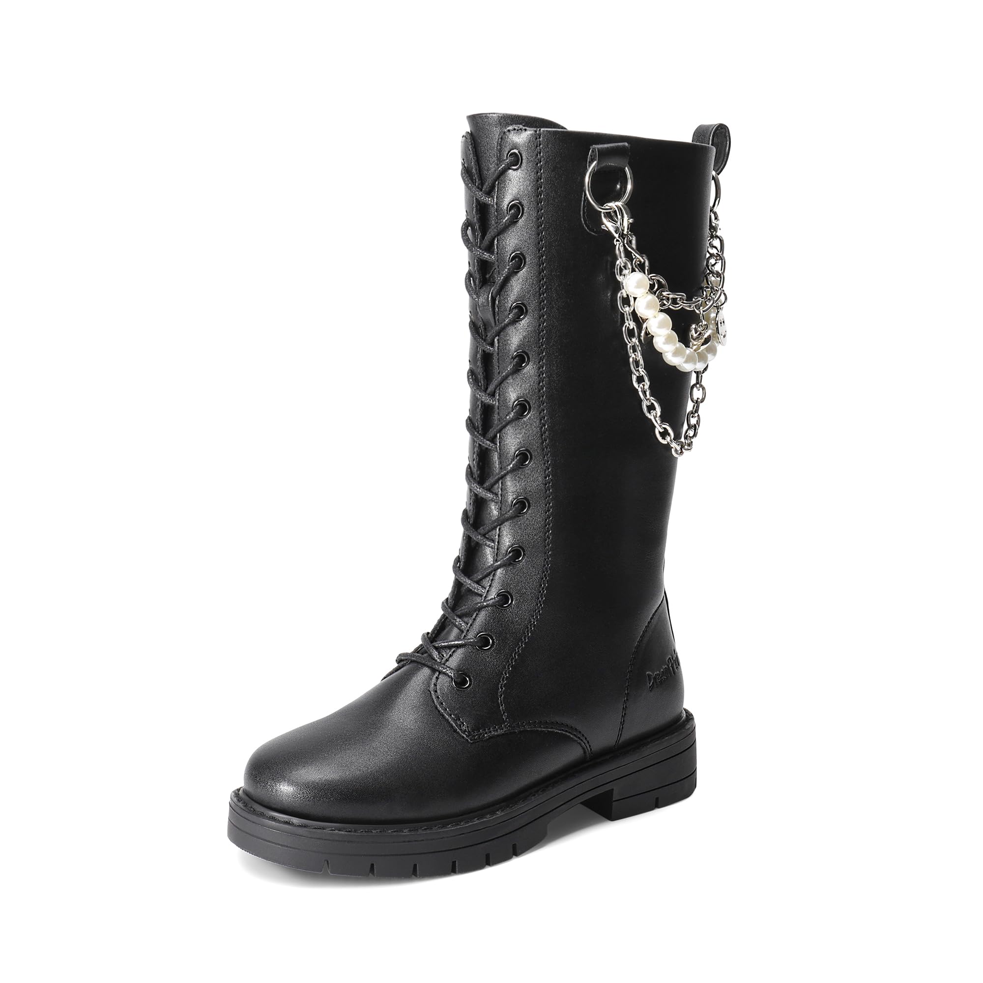 DREAM PAIRS Girls Riding Boots Knee High Side Zipper Mid Calf Shoes SDBO2216K Black-1 Size 2 Little Kid