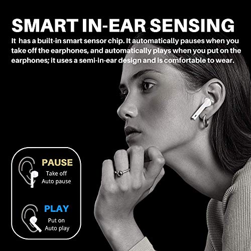 iKF Find Pro Wireless Earbuds Built-in Mic,Waterproof Bluetooth 5.0 in-Ear Headphones with Charging Case, Volume Control Stereo TWS Earphones for Sport (White)…