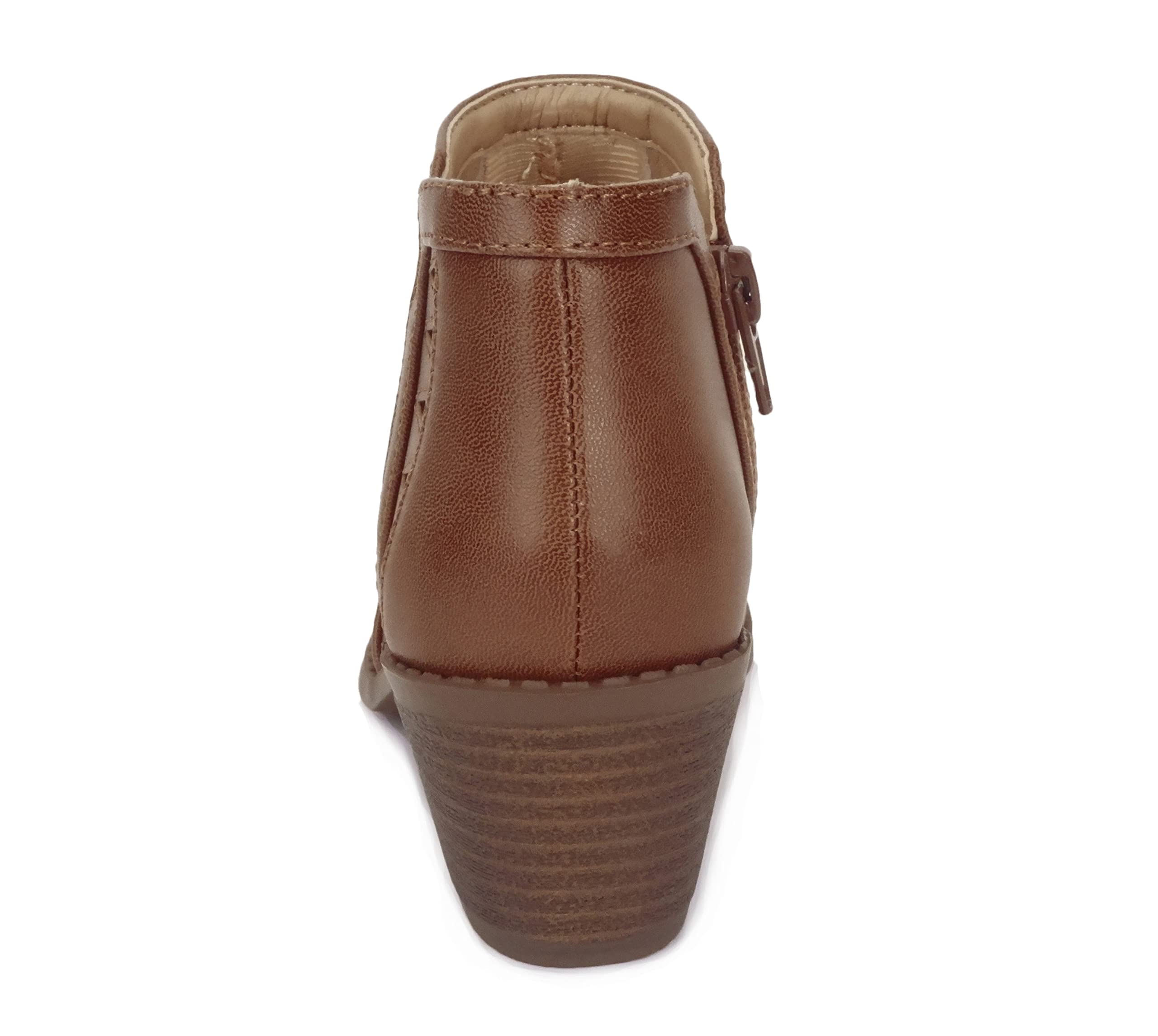 Soda Chance-2 Kids/Children/Girls Perforated Cut Out Stacked Block Heel Ankle Booties (Tan, us_footwear_size_system, little_kid, women, numeric, medium, numeric_2)