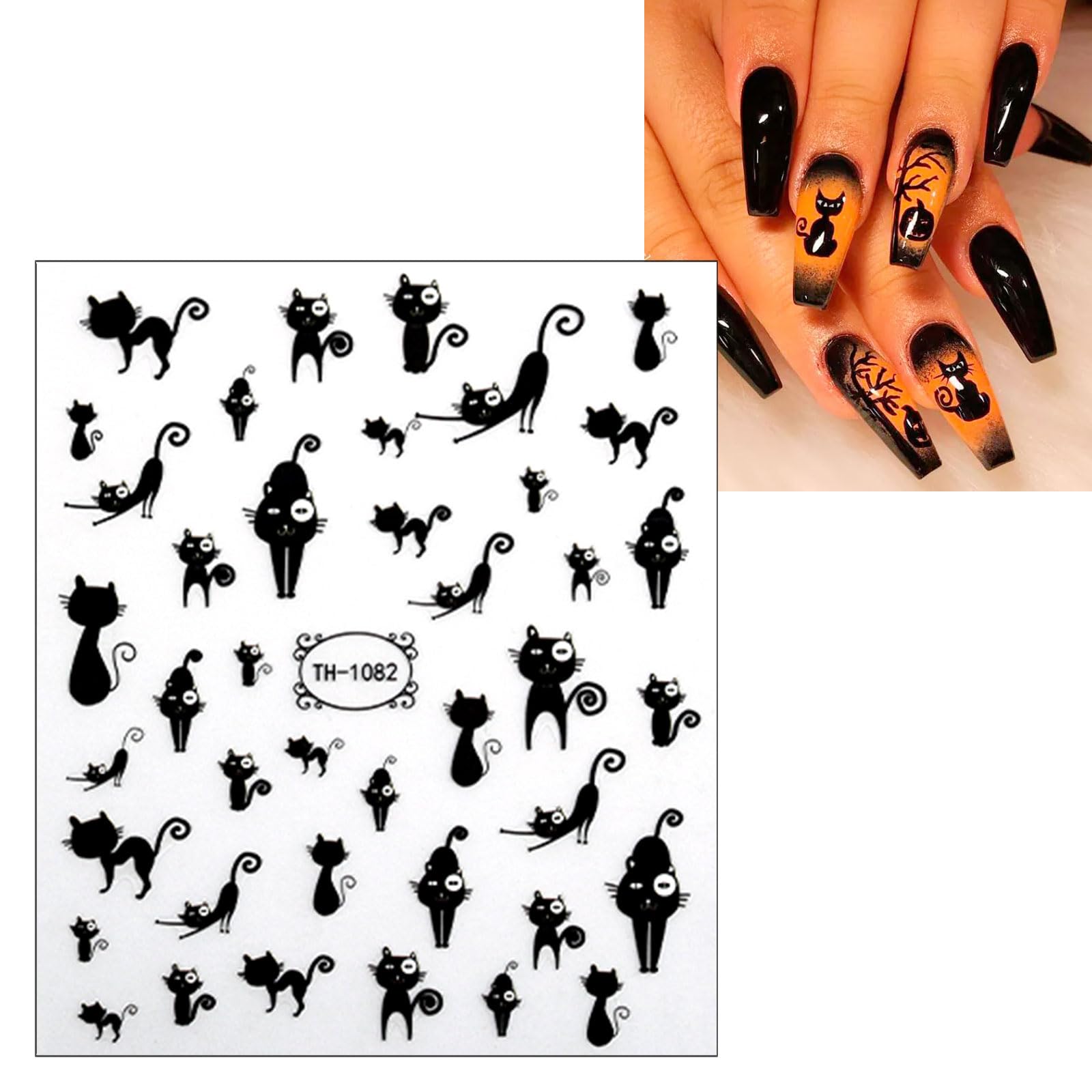 JMEOWIO 9 Sheets Halloween Glow in The Dark Nail Art Stickers Decals Self-Adhesive Pegatinas Uñas Skull Horror Nail Supplies Nail Art Design Decoration Accessories