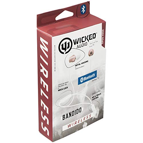 Wicked Audio Bandido Wireless β Bluetooth Earbuds with Microphone and Track Control β Wireless Headset with Metal Housing, Loop and Fin Attachments and Enhanced Bass β Rose Gold