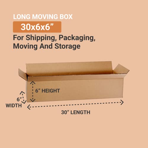AVIDITI Shipping Boxes Medium 30"L x 6"W x 6"H, 25-Pack | Corrugated Cardboard Box for Packing, Moving and Storage 30x6x6