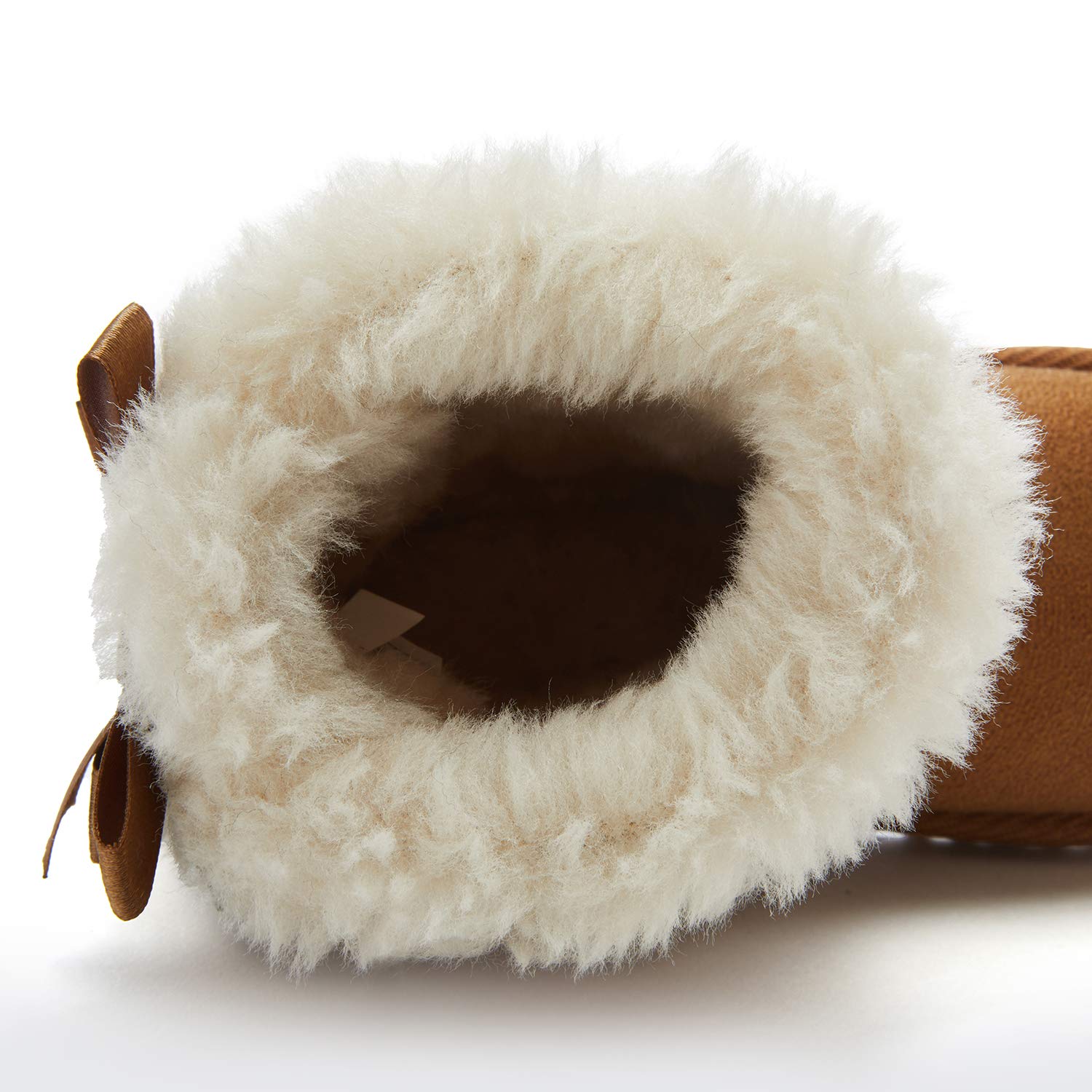 Weestep Girls Toddler Little Kid Warm Fur Winter Ankle Flat Snow Boot(2 Little Kid, Bow Brown)