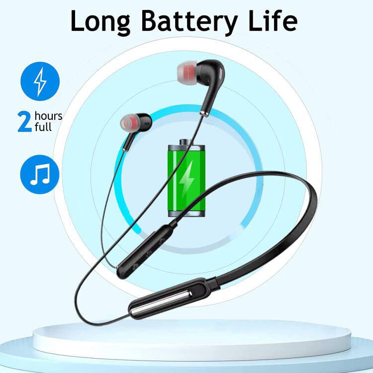 JKIKL Neckband 5.0 Headphones, Lightweight Foldable Sports Sweatproof Headset with Microphone, TF Card Slot