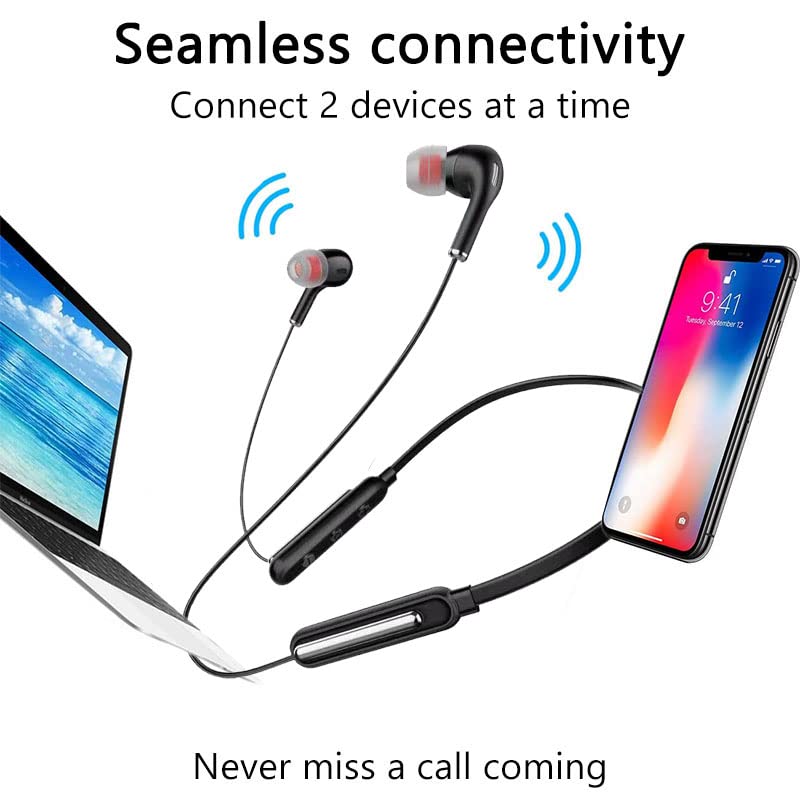 JKIKL Neckband 5.0 Headphones, Lightweight Foldable Sports Sweatproof Headset with Microphone, TF Card Slot
