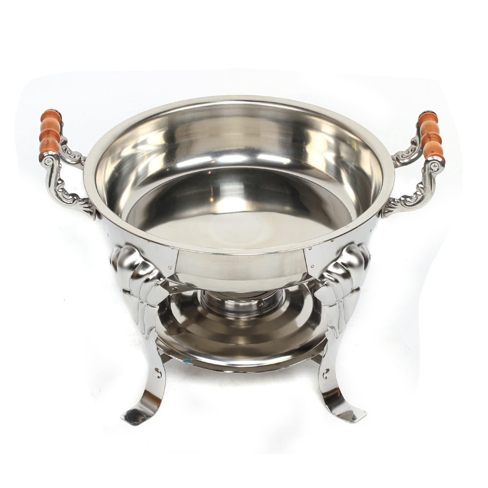 Chafing Dish Stainless Steel Round Durable Buffet Warmer Tray with Lid and Chafing Fuel Holder for Kitchen Party Dining Buffet