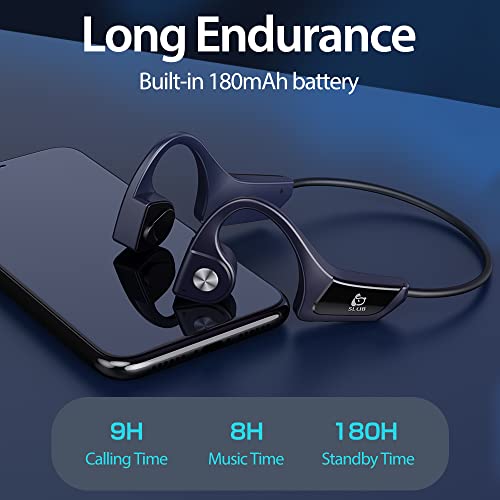 Jassco Bluetooth Bone Conduction Headphones, Wireless Open-Ear Earphones with Built-in Mic, IPX5 Waterproof Sports Headset for Running, Cycling, Driving, Workout, Gym (Blue)