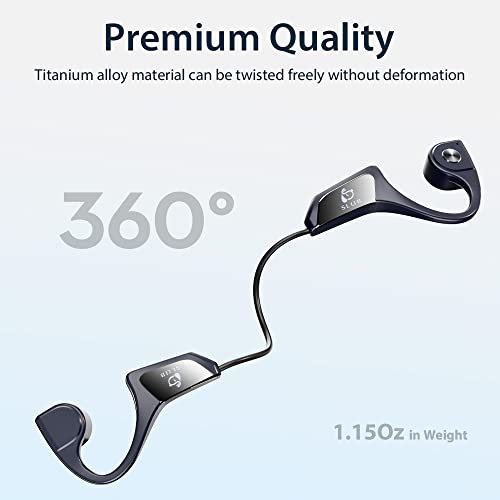 Jassco Bluetooth Bone Conduction Headphones, Wireless Open-Ear Earphones with Built-in Mic, IPX5 Waterproof Sports Headset for Running, Cycling, Driving, Workout, Gym (Blue)