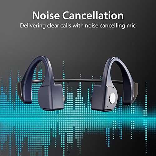 Jassco Bluetooth Bone Conduction Headphones, Wireless Open-Ear Earphones with Built-in Mic, IPX5 Waterproof Sports Headset for Running, Cycling, Driving, Workout, Gym (Blue)