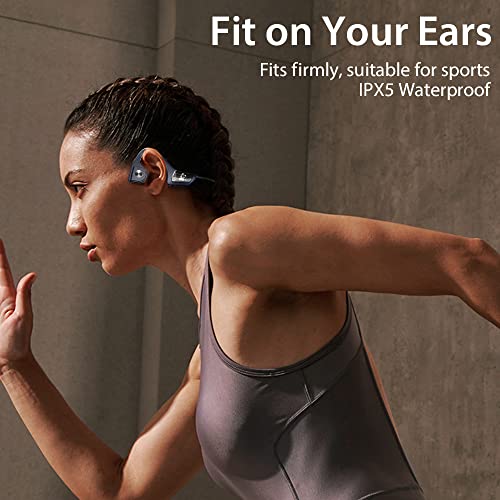 Jassco Bluetooth Bone Conduction Headphones, Wireless Open-Ear Earphones with Built-in Mic, IPX5 Waterproof Sports Headset for Running, Cycling, Driving, Workout, Gym (Blue)