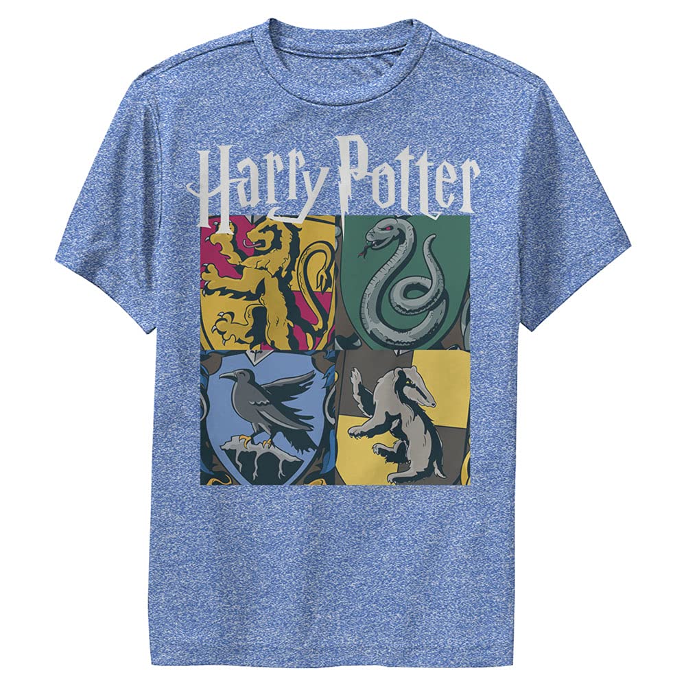 Harry Potter Warner Bros All Houses Boy's Performance Tee Royal Blue Heather