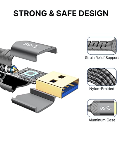 JSAUX USB 3.0 A to A Male Cable, USB 3.0 to USB 3.0 Cable 2 Pack(3.3ft+6.6ft) USB Male to Male Cable Double End USB Cord Compatible for Hard Drive Enclosures, DVD Player, Laptop Cooler and More(Grey)