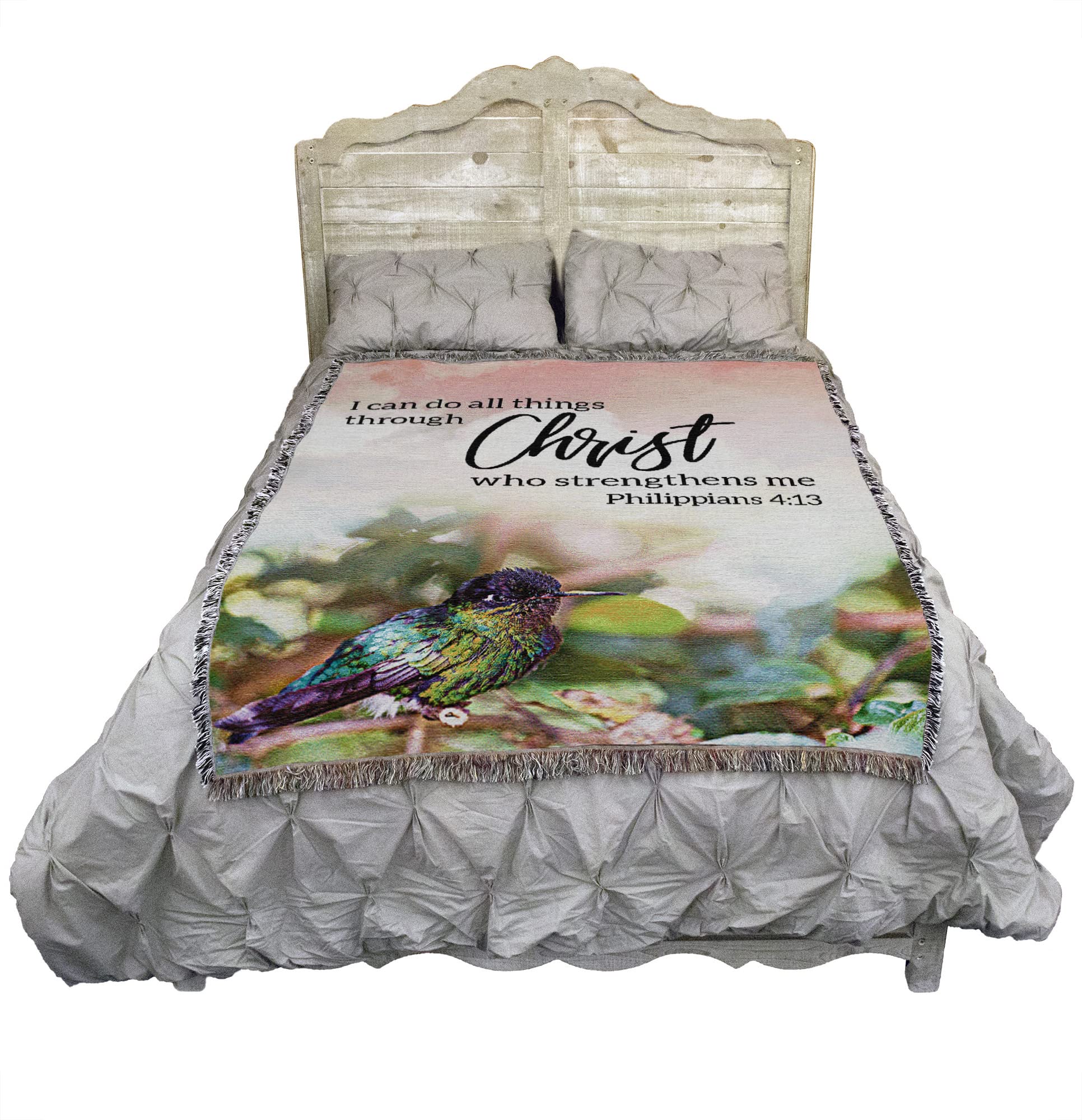Pure Country Weavers All Things Through Christ Blanket - Philippians 4:13 - Religious Bird Gift Tapestry Throw Woven from Cotton - Made in The USA (72x54)