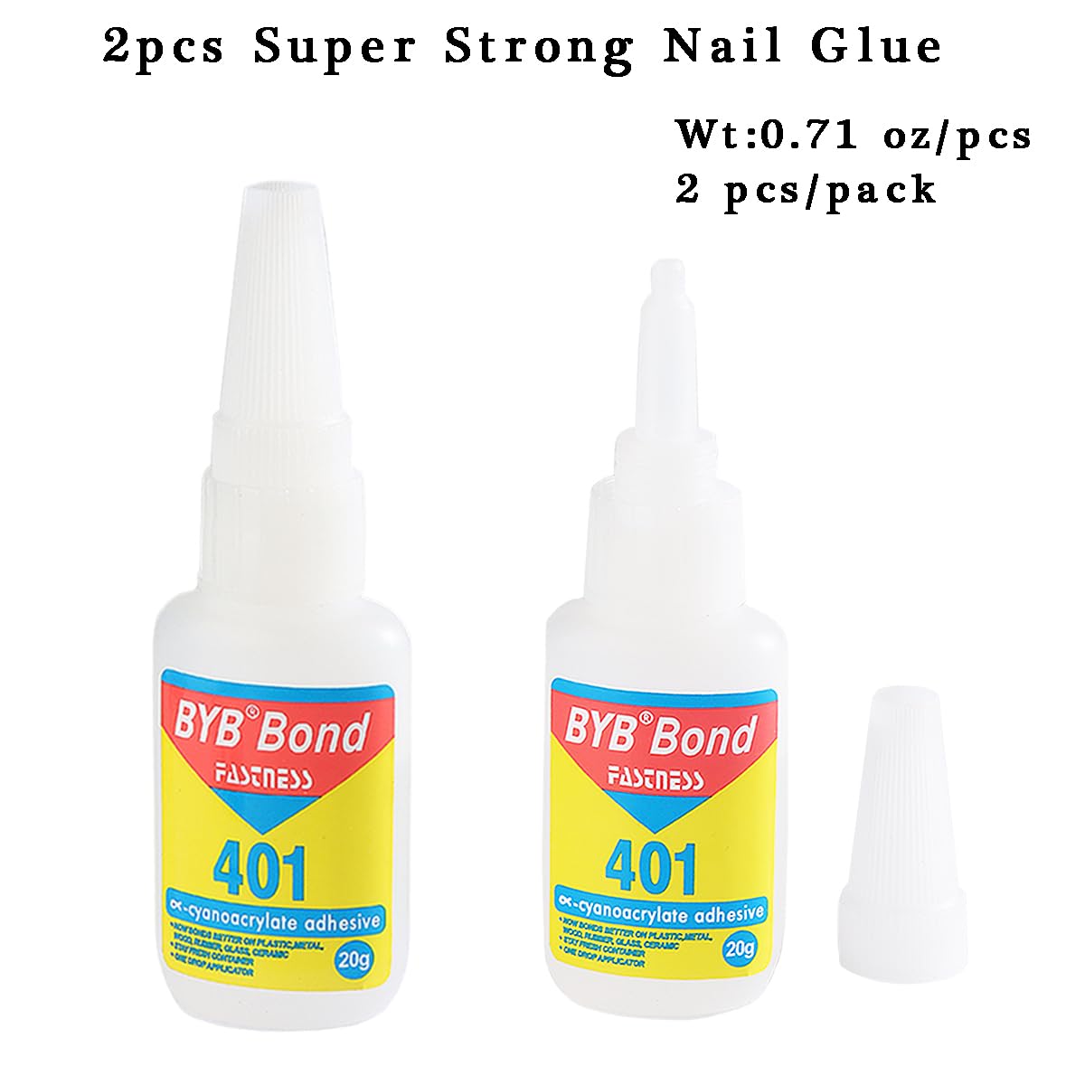 Nail Glue, Super Strong Nail Glue for Acrylic Nails, Professional Nail Glue for Nail Tips for Press On Nails Quick Dry Acrylic Nail Glue for Nail Tips Super Bond Fake Nails Glue Gel 0.71OZ 2 Bottles