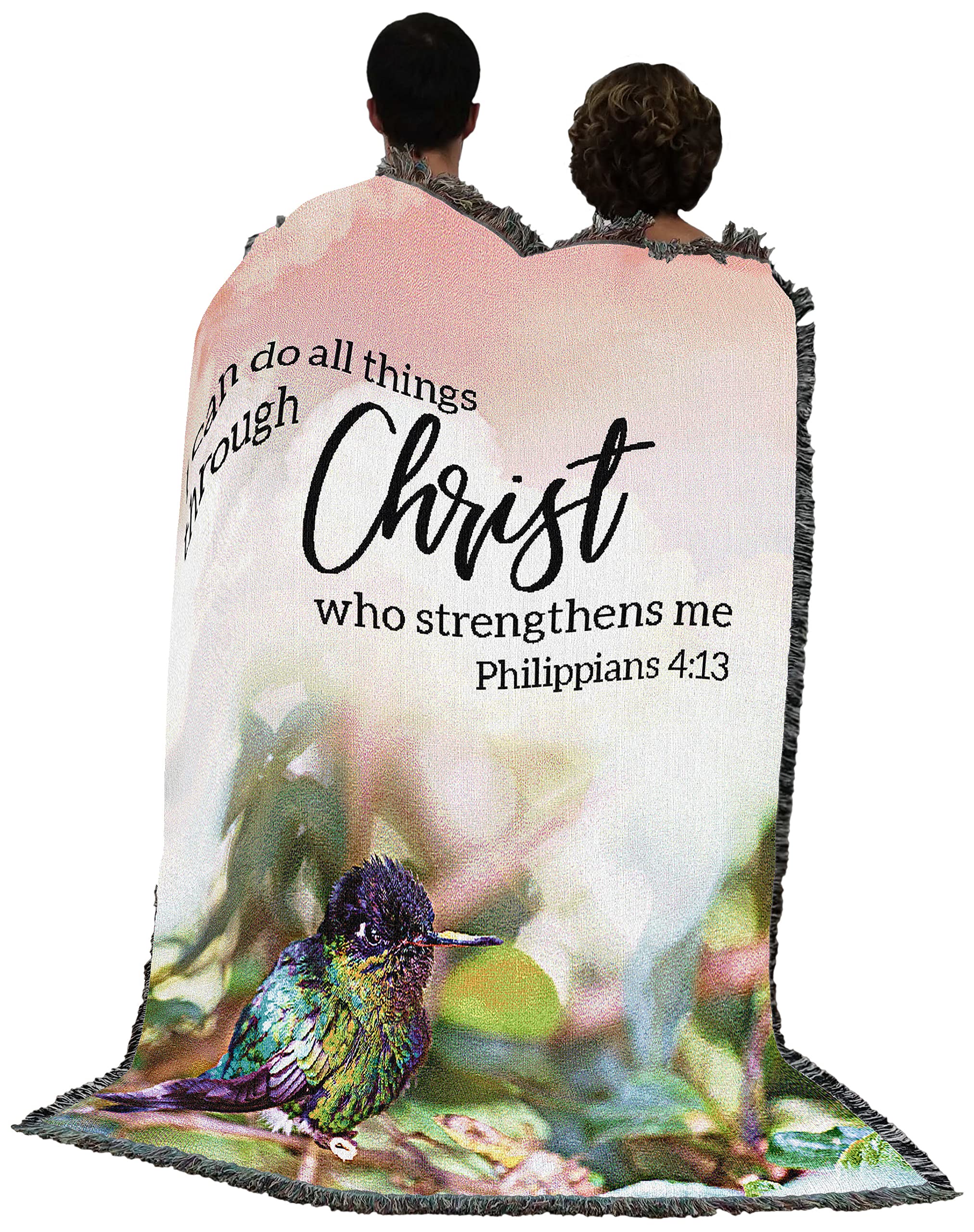 Pure Country Weavers All Things Through Christ Blanket - Philippians 4:13 - Religious Bird Gift Tapestry Throw Woven from Cotton - Made in The USA (72x54)