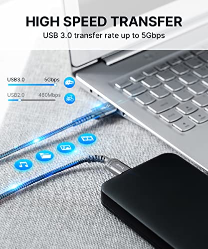 JSAUX USB 3.0 A to A Male Cable, USB 3.0 to USB 3.0 Cable 2 Pack(3.3ft+6.6ft) USB Male to Male Cable Double End USB Cord Compatible for Hard Drive Enclosures, DVD Player, Laptop Cooler and More(Grey)